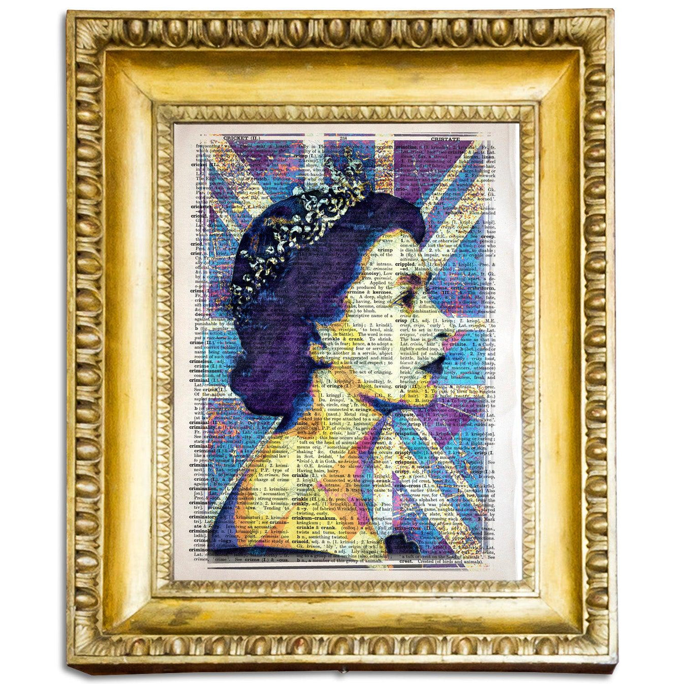 Queen Elizabeth II Union Jack 2 Art Poster on Vintage Dictionary Page ...