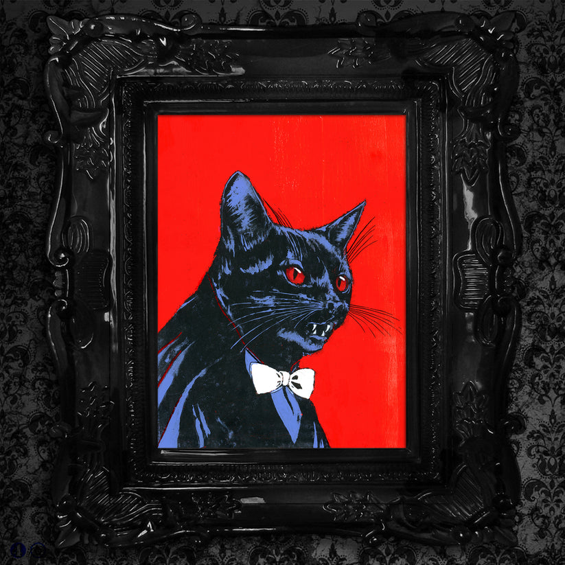 Rockula – Unique Gothic Cat Art Handmade Monoprint for Horror Lovers ...
